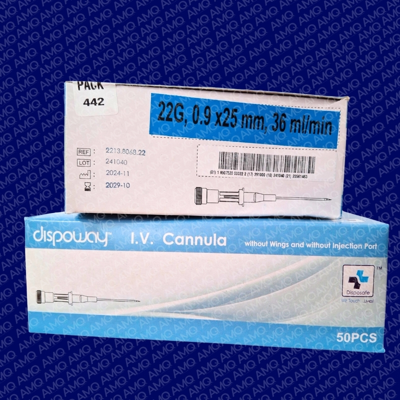 CANULA P/VENO SIN ALAS Y PUERTO DE INYECCIÓN,DISPOWAY 22GA CAJA C/50 – AMQ